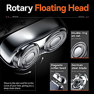 yoose Mini Shaver, Portable Alloy Electric Shavers for Men, Cordless Rechargeable Travel Shaver, Dry Shave, IPX7 Waterproof, Battery Indicator, Travel Lock, Electric Razor with Leather Case, Blue