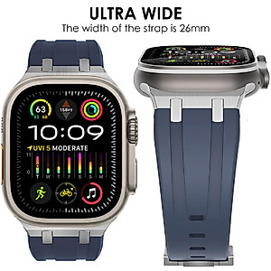 WINGLE for Apple Watch Band Ultra 2 Band Ultra Band 49mm 46mm 45mm 44mm 42mm for Men Series 10 9 8 7 SE 6 5 4, AP Liquid Silicone Rubber Band for iWatch 3 2 1 Metal Adapter Luxury Cool Sport Strap