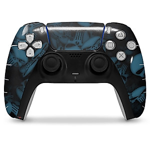 WraptorSkinz Skin Wrap compatible with Sony PS5 DualSense Controller Skulls Confetti Blue (CONTROLLER NOT INCLUDED)