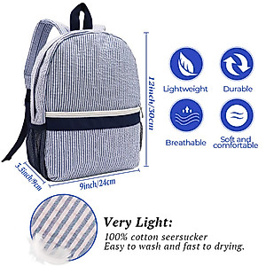 Toddler Backpack, Seersucker Gingham Kids Backpack for Boys and Girls, Preschool Kids Backpack, Lightweight Schoolbag for Child, Small(2-5 years)