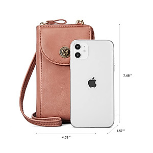 BROMEN Small Crossbody Bags For Women Leather Cellphone Purse Designer Zipper Wallets Fashion Shoulder Bag Pink