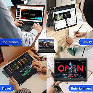MELIUNA 2 in 1 Laptop Computer, 11.6" Touchscreen FHD Display, Intel Celeron N4000, 4GB DDR4, 128GB eMMC, Intel UHD Graphics 600, Window 11 Laptop, Quad-Core, USB3.0, Supports 1TB SSD Espandsion