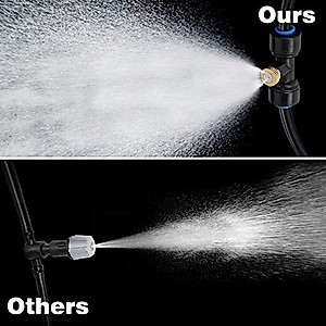 Hourleey 50 Ft Mister System, Outdoor Misting Cooling System with 50 Feet Misting Tube, 20 Brass Mist Nozzles and 3/4" Brass Adapter for Garden Patio Greenhouse and Trampoline