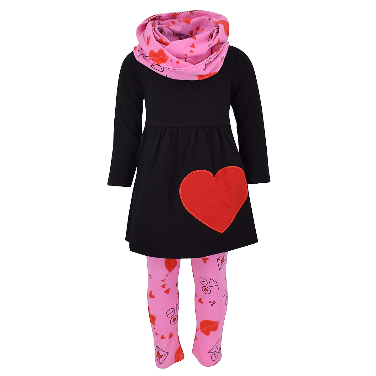 Unique Baby Girls Valentines Day Love Letters Toddler Outfit Legging Set (5 Years, Black)