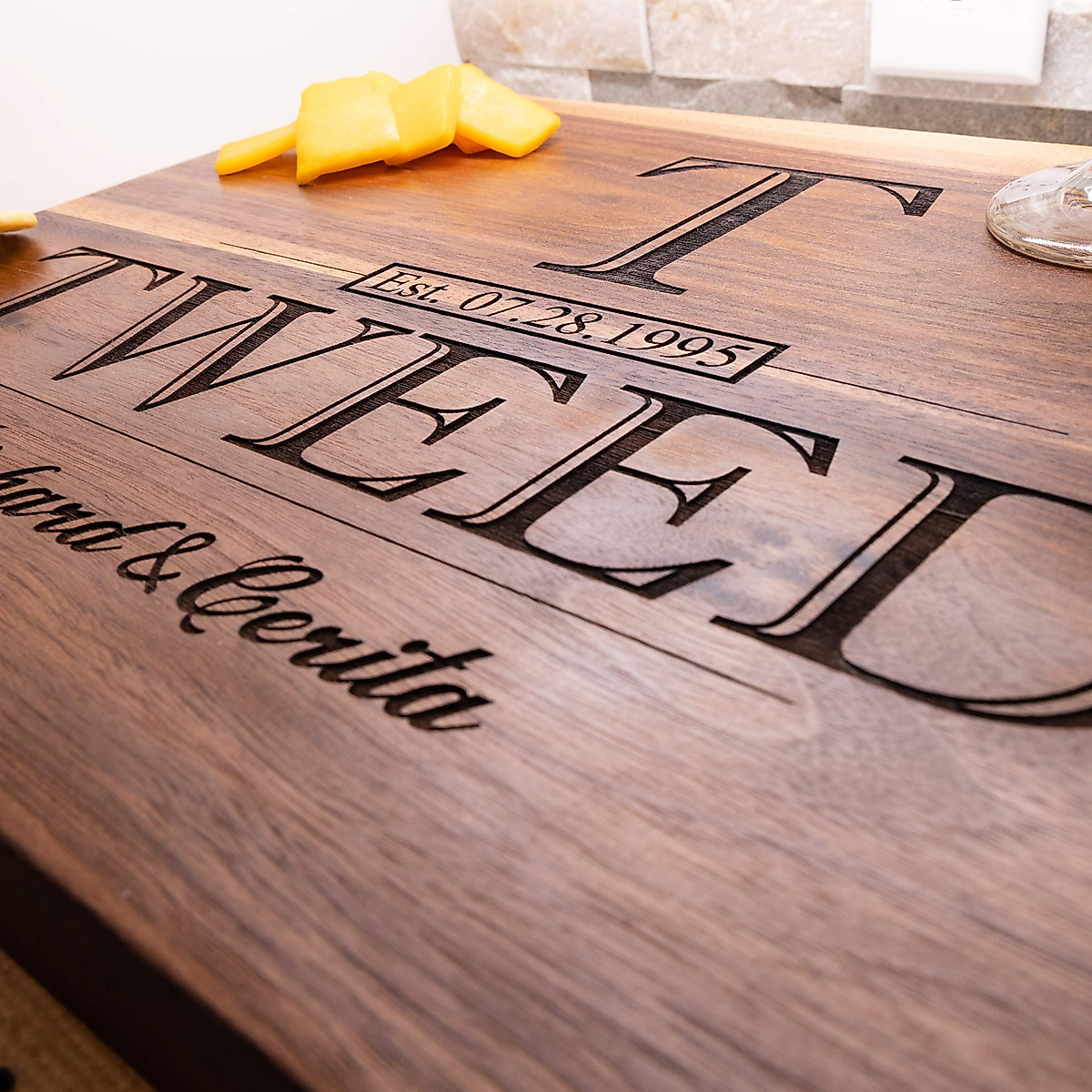 Personalized Cutting Boards - Laser Engraved Handmade Cutting Boards - Maple or Walnut Wood Cutting Boards for Kitchen - 2 Way Display or Charcuterie Boards - Personalized Gifts for Couples
