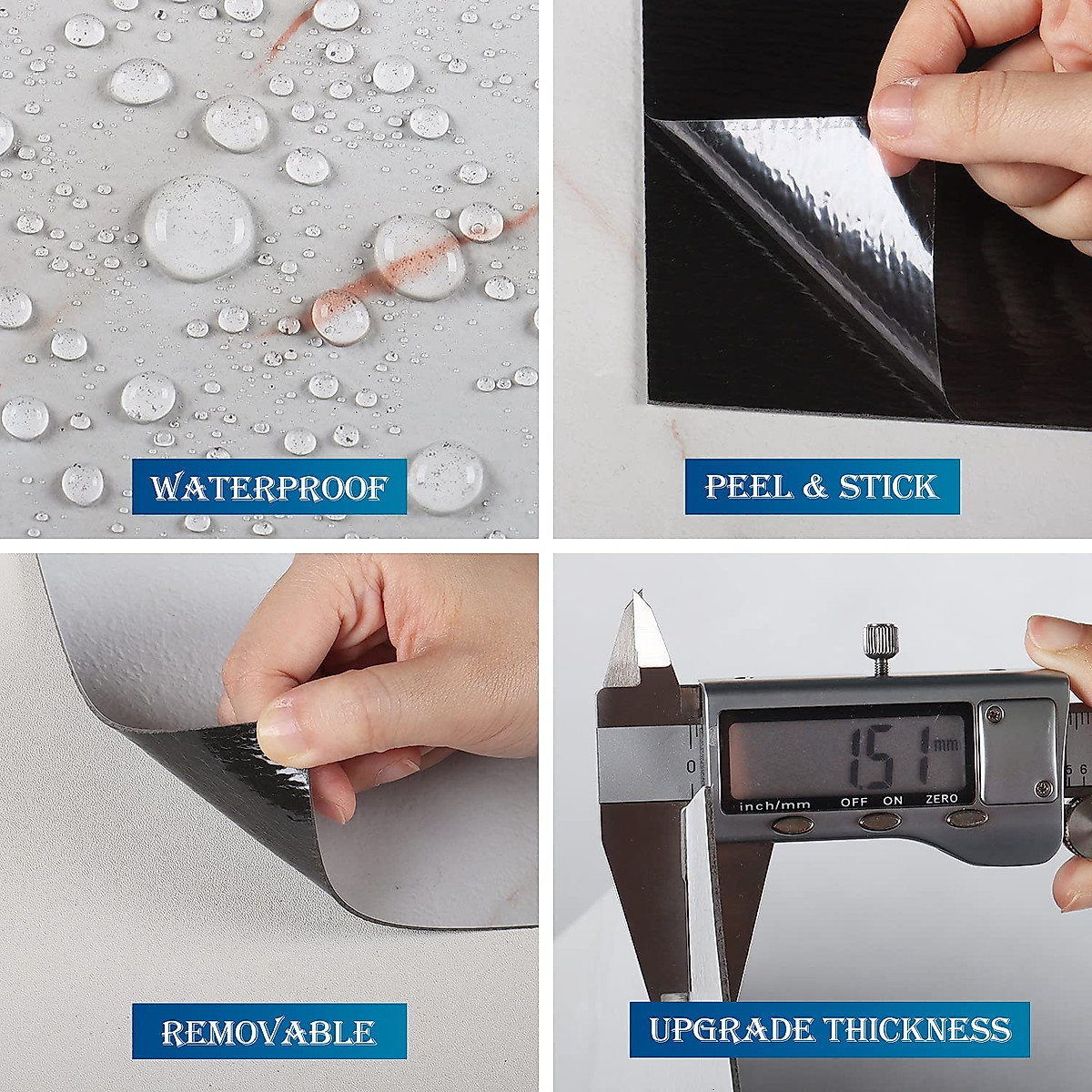 FunStick 30 Pack Grey Vinyl Flooring Peel and Stick Floor Tiles 12x12 Inch Pink Marble Waterproof for Bathroom and Kitchen