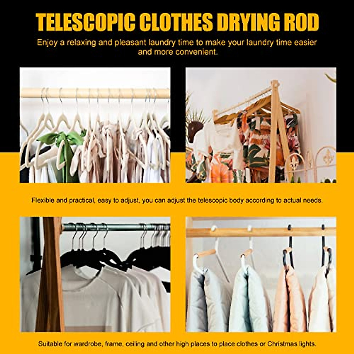 DOITOOL Long Reach Closet Pole with Hook for Reaching, Telescoping Closet Pole Extending Closet Hook Pole, Adjustable Long Reach Stick for Closet, Ceiling, Shelf ( 49 inch, Silver )