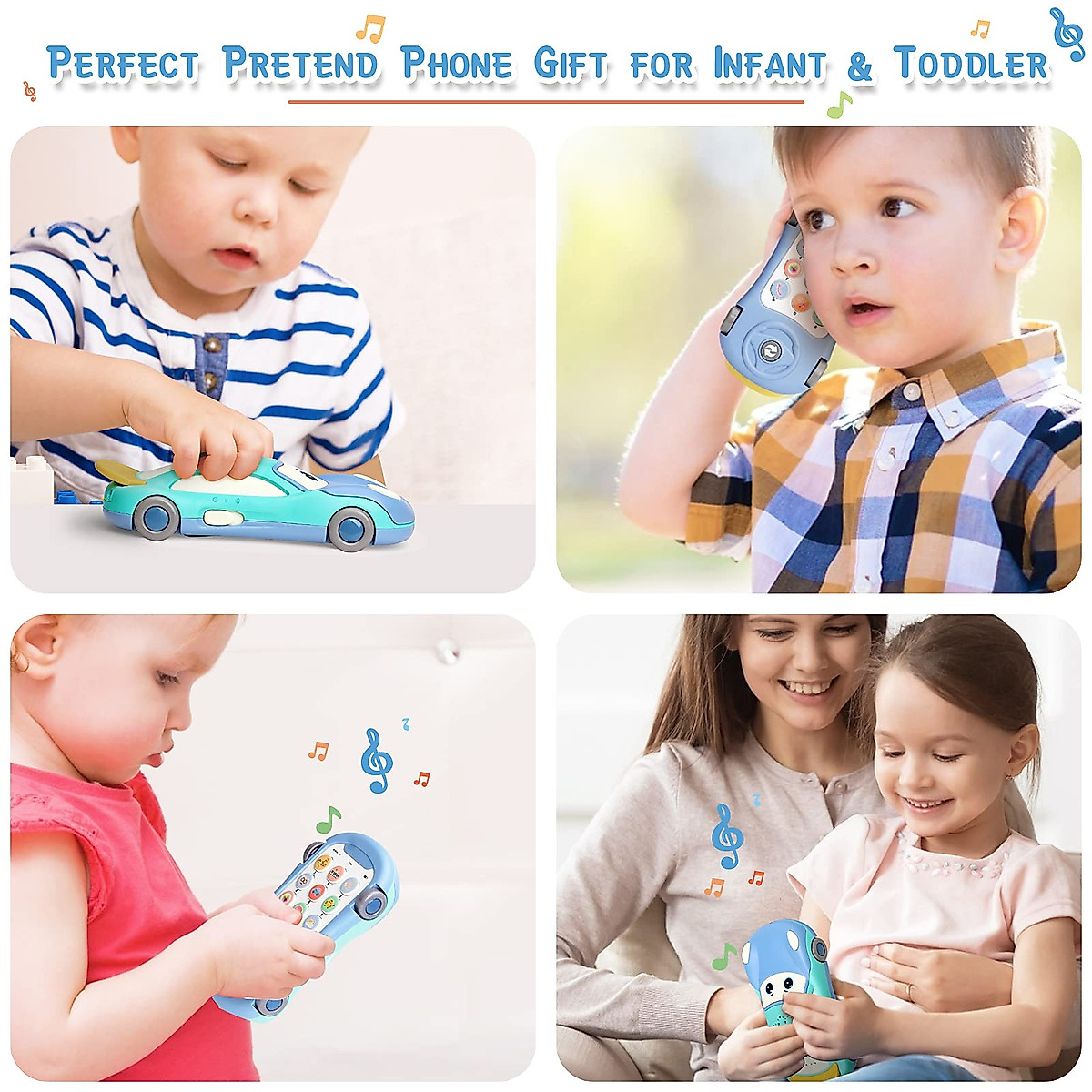 keefun Baby Cell Phone Toys for 1 Year Old Boy, Musical Car Toys with Star Projector, Toy Phone Baby Toys 12-18 Months, Early Education Learning Toys for 1 2 3 Years Old Boy Girl