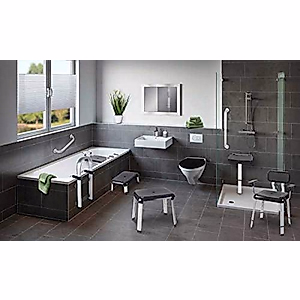 WENKO Shower Chair for Inside Shower, Bathtub Seat for Seniors, Elderly, Handicap Bath Chair with Arms and Back, Adjustable Height, Holds up to 286.6 lbs, 24.8 x 28.1-32 x 18.3 in