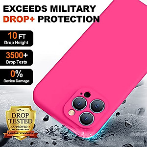 TISOOG Compatible with iPhone 14 Pro Case for Women,with 2 Pcs 9H Tempered Glass Screen Protector,[Camera Protection][Microfiber Lining] Slim Shockproof Silicone Case for iPhone 14 Pro, Hot Pink