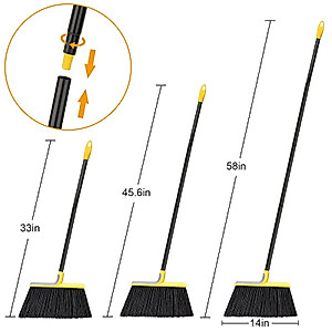 KeFanta Outdoor Broom for Floor Cleaning,58" Heavy-Duty Commercial Broom for Sweeping Concrete Courtyard Garage Patio Indoor Home Kitchen Office Lobby