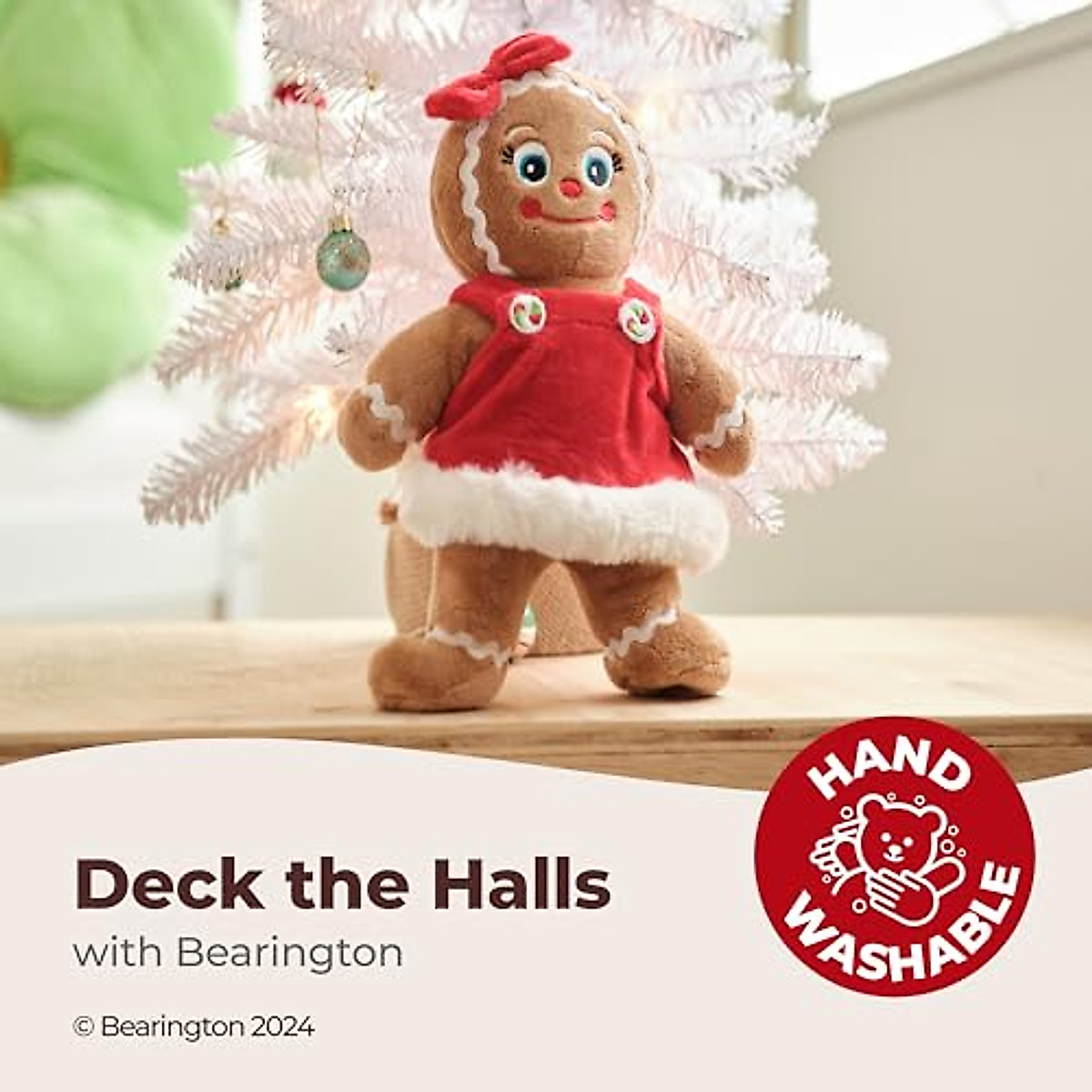 Bearington Holly Ginger Gingerbread Plush, Gingerbread Stuffed Animal, 10 Inch Christmas Doll, Ideal Christmas Gingerbread Stuffed Plush Gift for Toddlers, Kids & Teens