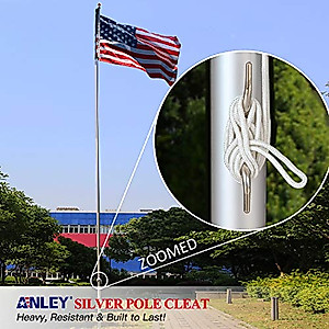 Anley 2 PCS Silver FlagPole Halyard Rope Cleat Hook - 6 Inch Rust Free Zinc Alloy - Mounting Screws Included
