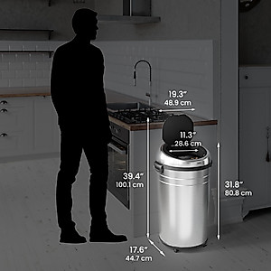 iTouchless 23 Gallon Commercial Size Sensor Trash Can with AbsorbX Odor Control System, Touchless Garbage Bin for Office, Kitchen, Brushed Stainless Steel