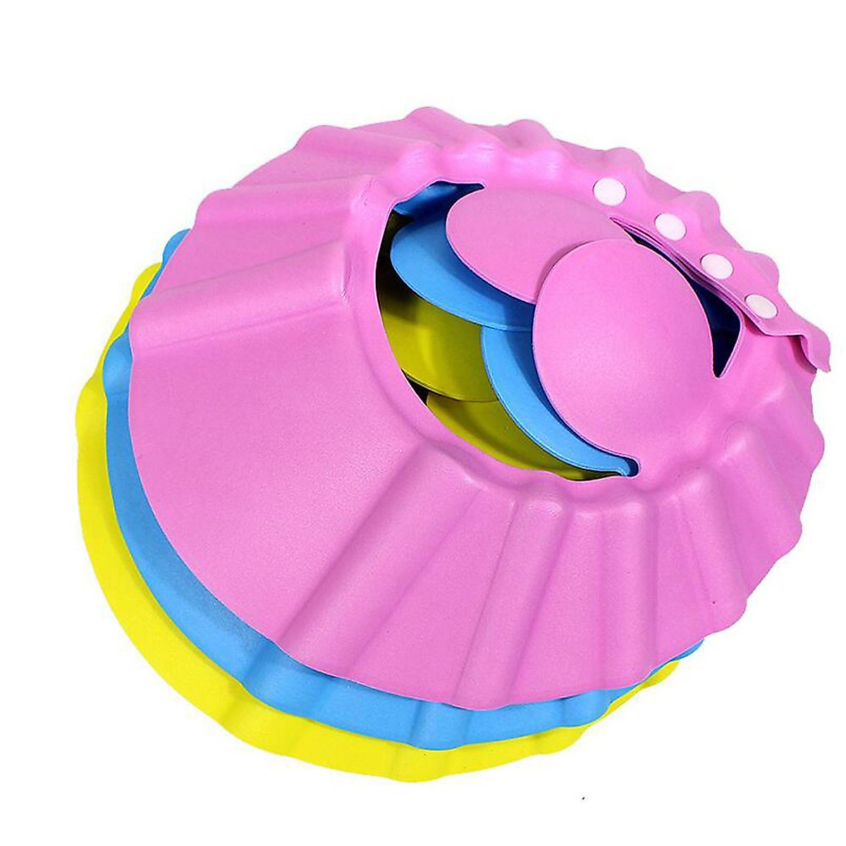 3PCS Soft Adjustable Bath Accessories Shampoo Shower Cap Hat with Earmuff Cover Hair Washing Shield Hat Hair Cutting Protector for Baby Kids Toddler Children(Color Random)