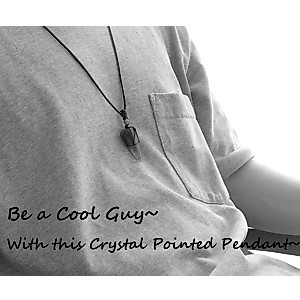 XIANNVXI Amethyst Necklace for Men Women Healing Crystal Stone Pointed Adjustable Black Rope Natural Gemstone Pendant Necklaces Jewelry