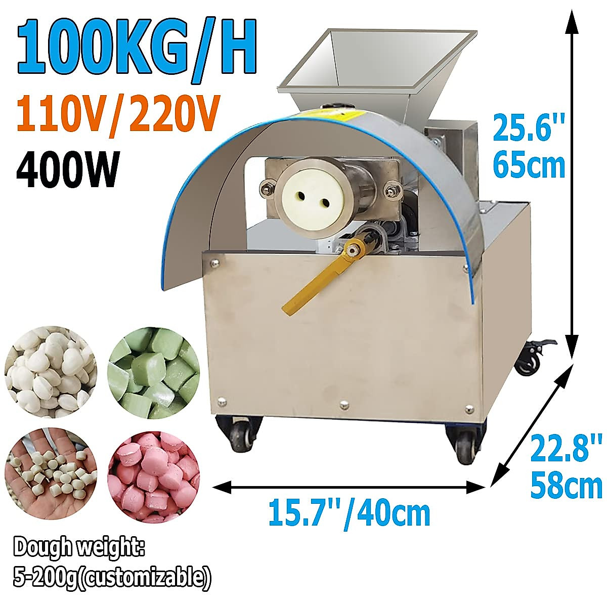 TXMACHINE Bread Machines bread dough divider machine stainless steel Dough cutting cutter machine with 6 molds dough shape and weight can be customized (220V/50HZ, 0.44-0.66lb dough weight)