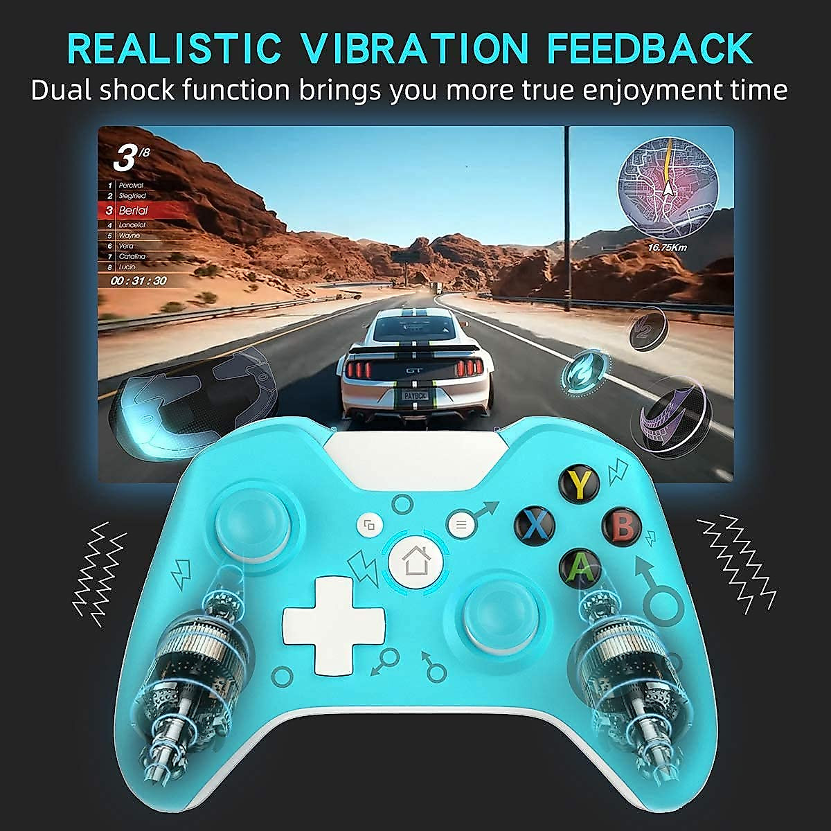 HanSY Wireless Controller for Xbox One, Fit for Xbox Series X/S/Xbox One S/One X/PS3 /One Elite/Windows 7/8/10,Wireless PC Gamepad with 2.4GHZ Wireless Adapter-No Headphone Jack