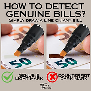Money Marker (5 Counterfeit Pens) - Counterfeit Bill Detector Pen with Upgraded Chisel Tip - Detect Fake Counterfit Bills, Universal False Currency Pen Detector Pack