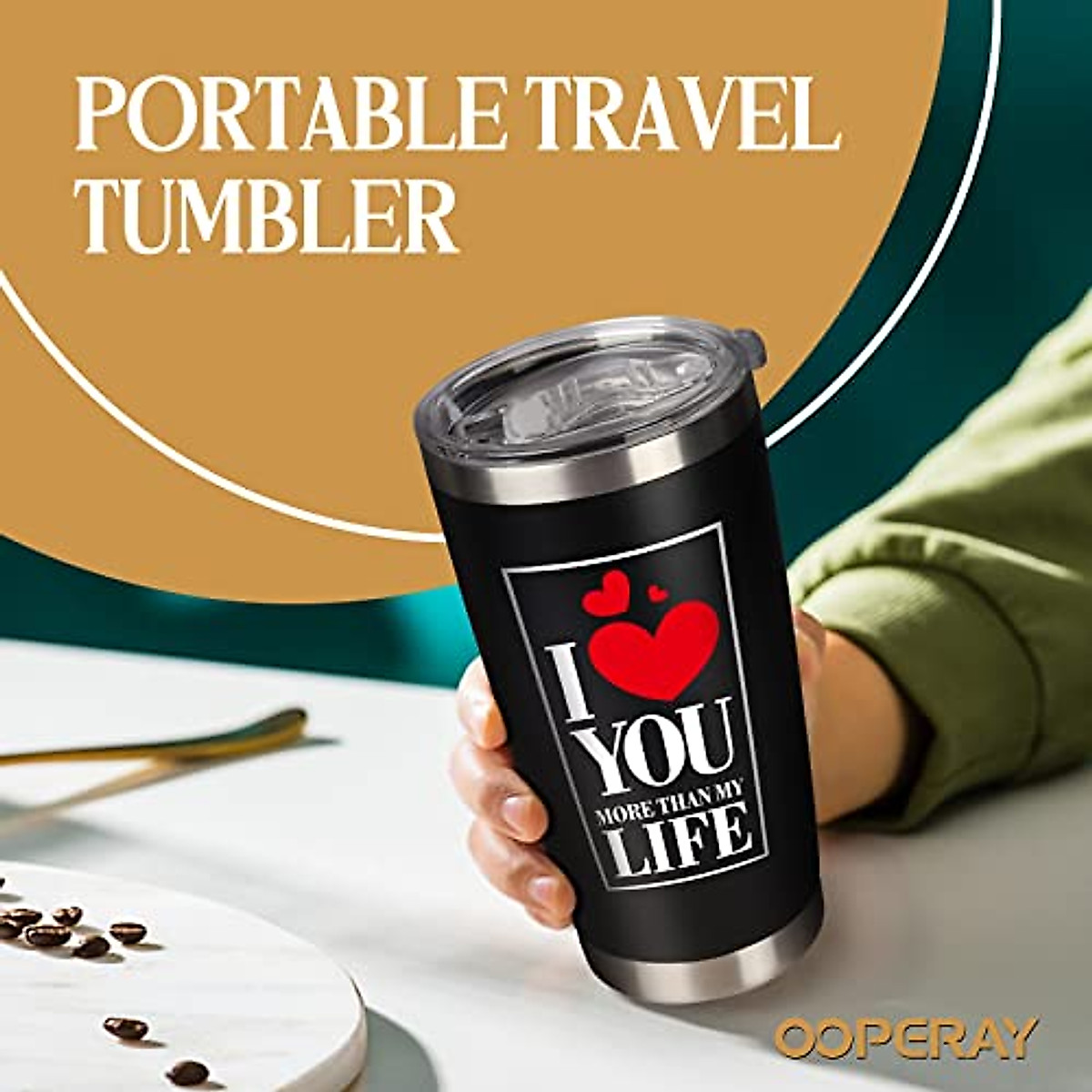 Gifts for Him, I LOVE YOU Tumbler 20oz, Anniversary Valentines Day Birthday Gifts for Husband from Wife, Insulated Travel Tumbler for Men, Boyfriend