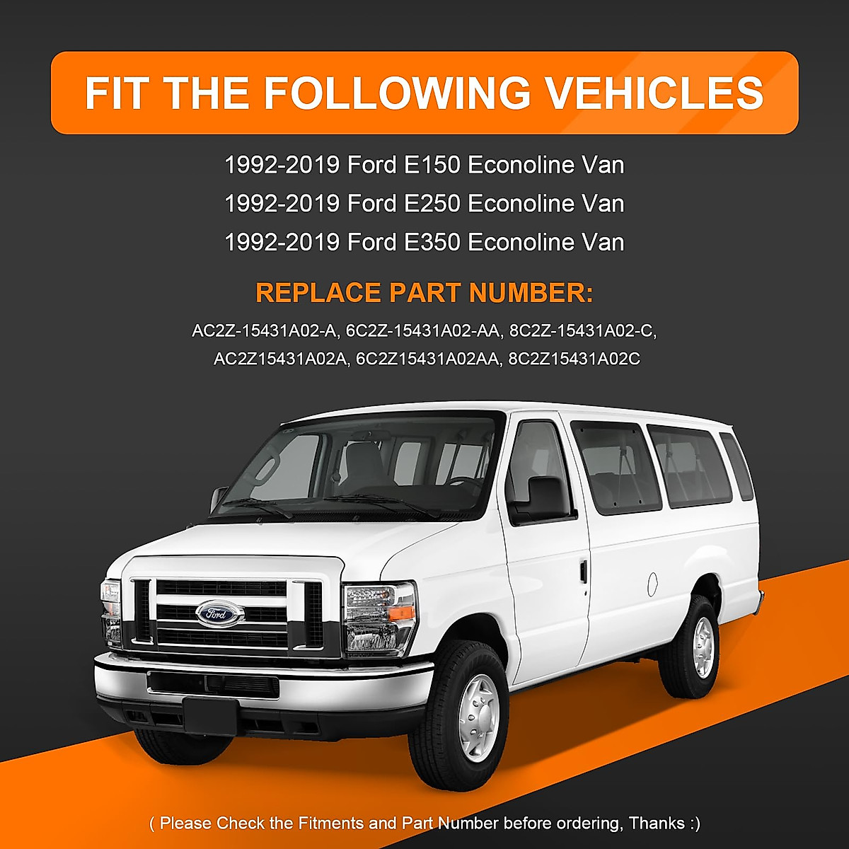 Rear Door Latch Cable & Rod for Ford E150 E250 E350 Right Back Door Latch Lock Assembly, Replace Ford 6C2Z-15431A02-AA 8C2Z-15431A02-C AC2Z-15431A02-A