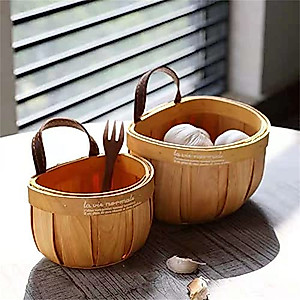 Wall Hanging Rope Basket with Handle, Woven Breathable Storage Box, Natural Flower Plants Basket Set, Decor for Porch Bedroom Entryway (A)