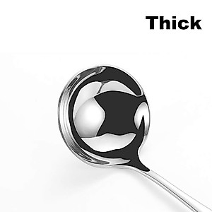 HOOYE 7.6'' Gravy Ladle Sauce Soup Spoon Heavy Duty 18/10 Stainless Steel for Small Dishes (2 pcs)