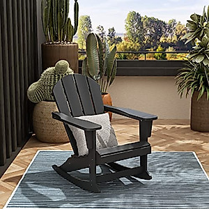 WestinTrends Malibu Rocking Chair Outdoor, All Weather Resistant Poly Lumber Classic Porch Rocker Chair, 350 lbs Support Patio Lawn Plastic Adirondack Chair, Gray