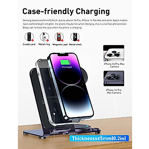 3 in 1 Charging Station Apple Purple - Mlfsaier 𝐀𝐥𝐮𝐦𝐢𝐧𝐮𝐦 𝐀𝐥𝐥𝐨𝐲 Multiple Fast Wireless Charger Stand for Apple Watch & Airpods iPhone 15 14 13 12 11 Pro X Max XS XR 8 7 Plus Nightstand