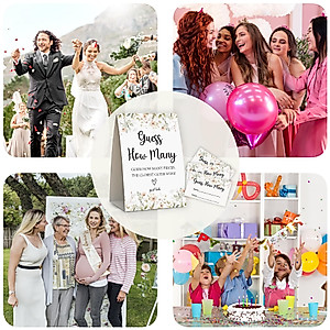 Garden Theme Shower Game,Guess How Many,Baby Shower Games,Wedding Shower Games,Baby Shower Decorations Gender Neutral,Bridal Shower Decoration,Birthday Party Game,50 guess Cards & 1 Sign -3