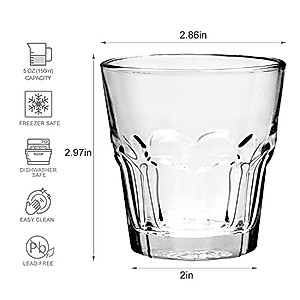 Rock Bar Stackable Beverage Glasses – Set Of 8 Dishwasher Safe Drinking Glasses For Soda, Juice, Milk, Coke, Beer, Spirits – 5oz Durable Tempered Glass Water Tumblers For Daily Use