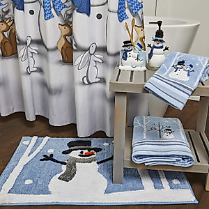 SKL Home Christmas Winter Friends Snowman Rug for Bath/Kitchen & Gift, Blue