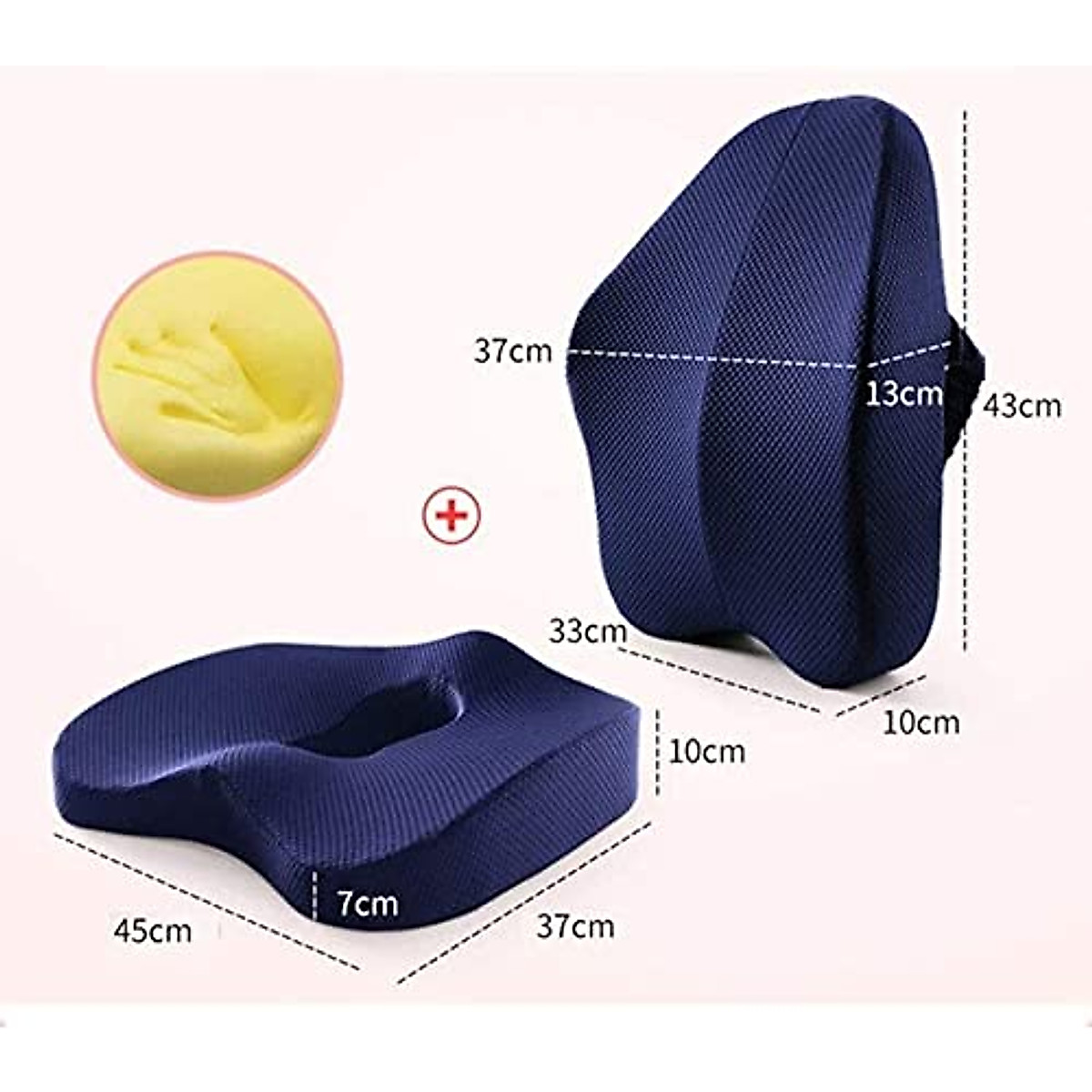 EYEARN Seat Cushion for Chair,100% Memory Foam and Lumbar Support - for Tailbone Pain, Sciatica, Back & Buttoock Pain Relief,Used in Office Seats, Homes, Cars(Blue) Durable and not Easily Deformed