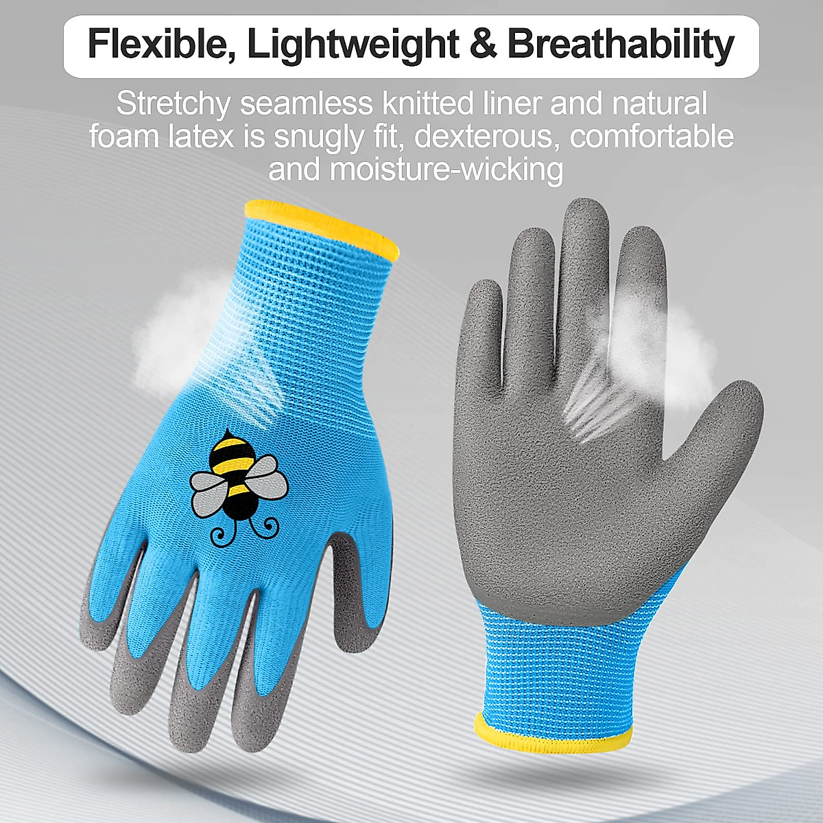 12 Pairs Kids Gardening Gloves Children Yard Work Glove Rubber Coated Garden Gloves for Girls Boys Toddlers Youth Outdoor (Medium (Age 6-8))