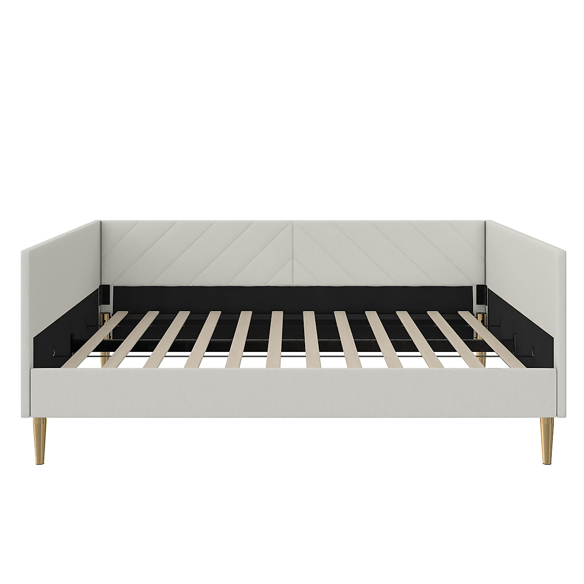 DHP Alicent Full Upholstered Daybed with Gold Metal Legs, Gray Linen