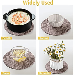 Trivet Round Hot Pads 4pcs 9.5 Inches Diameter 100% Eco Pure Cotton Thread Weave Trivets for Hot Pots and Pans / Kitchen Trivets for Hot Dishes Hot Pot Holders …