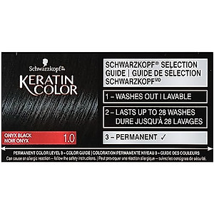 Schwarzkopf Keratin Color Permanent Hair Color Cream, 1.0 Black Onyx