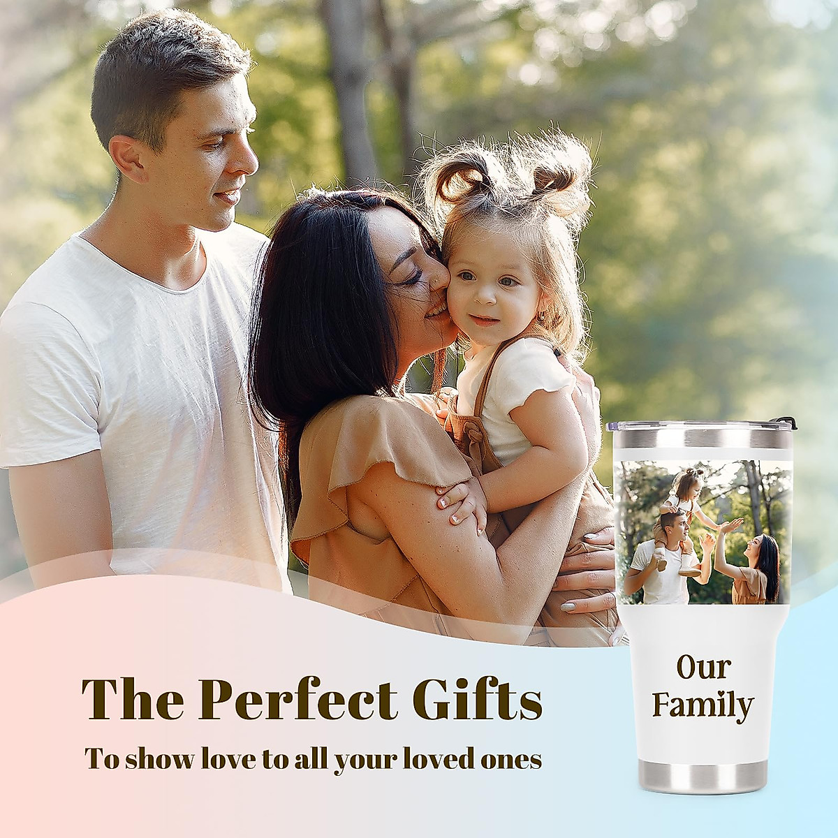 Customizedbee Personalized Tumbler with Picture Text Custom Photo Coffee Mug 30oz Custom Tumblers Personalized Mug Cup Gift for Men Women Dad Mom Valentines Birthday Anniversary Christmas