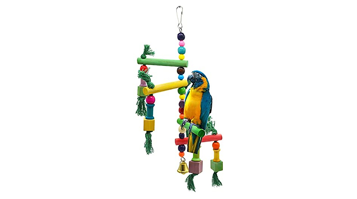 Wooden Bird Swing for Parrots - Safe & Fun Play