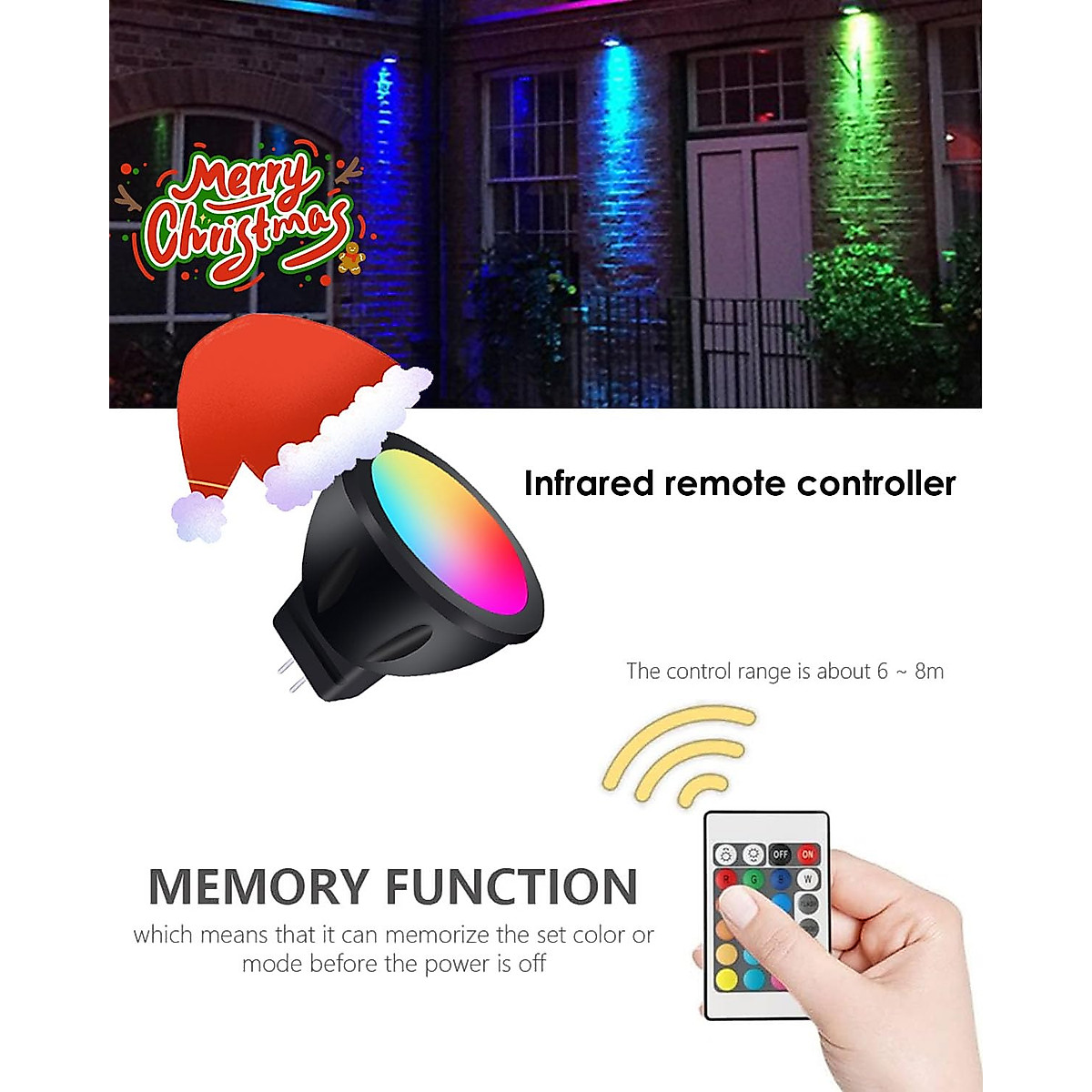 Noobibaba MR11 LED Bulb Color Changing GU4 LED Bulb MR 11 LED Landscape Light Bulbs 3W 12V Bi-Pin Base Warm White RGB Colors (2 Bulbs and a Remote)