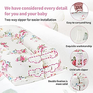 Baby Lounger Cover for Dockatot Deluxe + | 100% Cotton Hypoallergenic Newborn Premium Quality Spare Cover(Cover Only) (Rose)