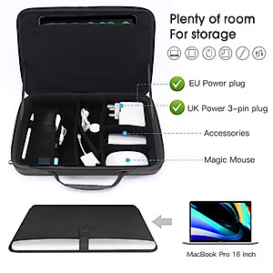 Smatree Hard Laptop Shoulder Bag for 16inch MacBook Pro M4 2024/M3 2023-2019 A2991 A2780, 13inch iPad Air M3 2025, 15inch Dell XPS 15 9510 9530, iPad Pro M4 2024, 9.7-13inch Case(Fit UK/EU Power Plug)