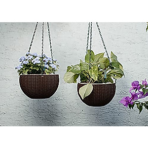 GARDENIX DECOR 7.5'' Self Watering Hanging planters for Indoor Plants - Flower Pot with Water Level Indicator for Plants, Hanging pots - Self Watering Planter Plant Pot- Coco Coir - 2 Pack (Brown)