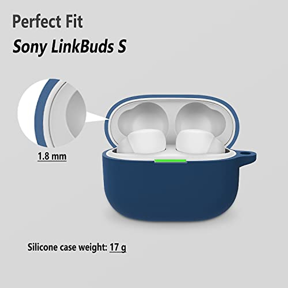 Geiomoo Silicone Case Compatible with Sony LinkBuds S, Protective Cover with Carabiner (Navy Blue)