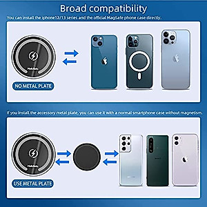 Magnetic Wireless Car Charger for Magsafe Mount iPhone 14 Pro Max,13, 12, Pro Max, Mini,Airpods3, QI 15 W Car Charging, Stick On Car Dashboard and Air Vent Car Phone Holder