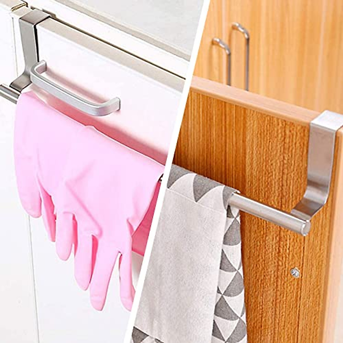 Spacesea Towel Rack for Cabinet, Strong Steel Kitchen Over Cabinet Towel Bar Rack - 2 Pack