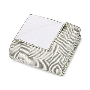 Ayesha Curry Stripe Square 3-Piece Quilt Set, Full/Queen, Green