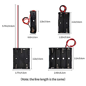 AA Battery Holder Bundle Case Back Cover Connector Storage Box with Cord Bare Leads Wire AA 1.5V Battery Holder, 2pcs Single, 2pcs 2 Slots,2pcs 3 Slots, 2pcs 4 Slots 6 Volt Spring Clip,(8-Pack).