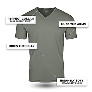 Fresh Clean Threads Light Green V Neck T Shirts for Men - Pre Shrunk Soft Fitted Premium Classic Tee - Men's T-Shirt Cotton Poly Blend - Large