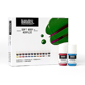 Liquitex Professional Soft Body Acrylic Paint, 12 x 22ml (0.74-oz), Essentials Set